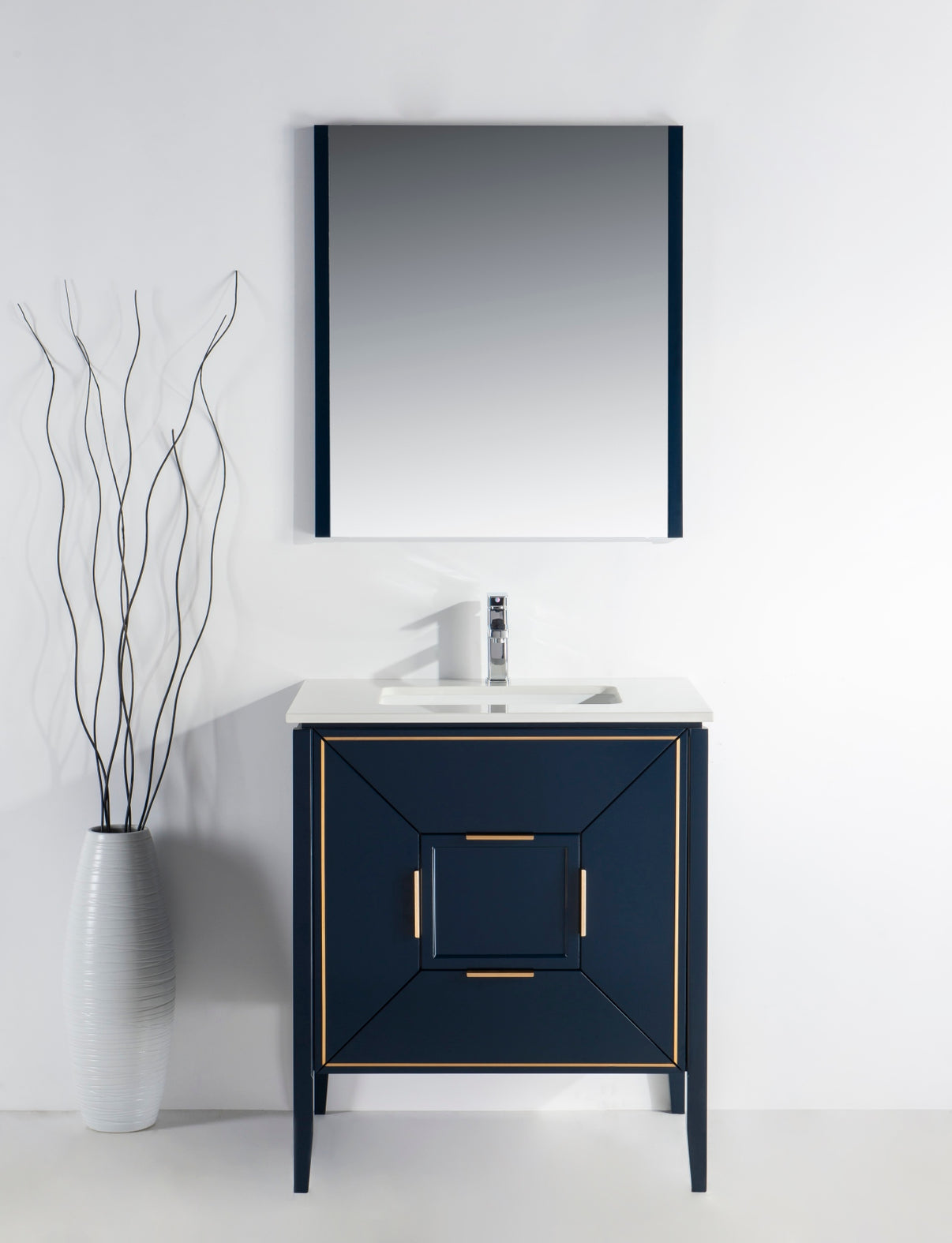 Vetro 30″ Inch Navy Blue Vanity W/ Quartz Counter Top – Floor And Decor
